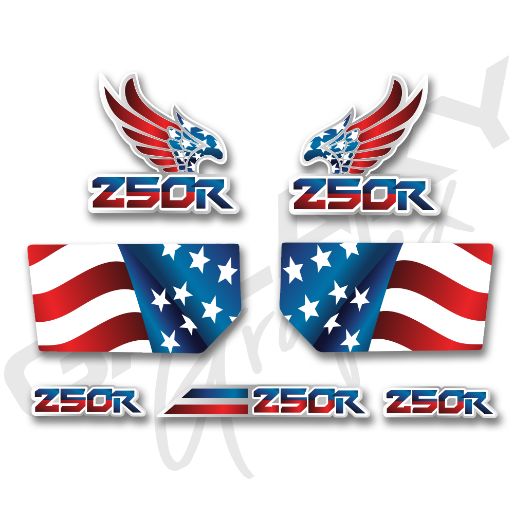 1986 ATC 250R Stars & Stripes American Flag Complete Decal Graphics Ki ...