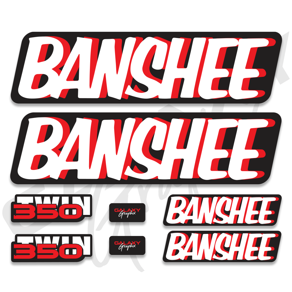 1987 1988 1989 Yamaha Banshee Black Red White Decal Graphics Kit ...