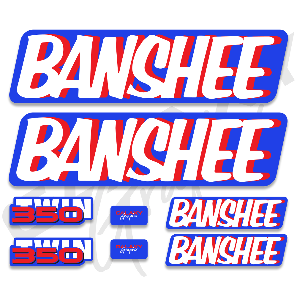 1987 1988 1989 Yamaha Banshee Blue Red White Decal Graphics Kit ...